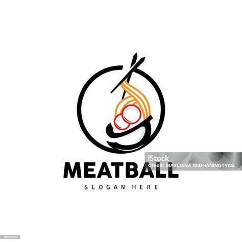 미트볼 로고 음식 포장 마차 브랜드에 대 한 벡터 패스트 푸드 간단한 디자인 아이콘 템플릿 그림 길거리 음식에 대한 스톡 벡터 아트 및 기타 이미지 Istock