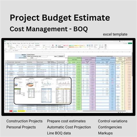 Project Budget Estimate And Cost Management Excel Spreadsheet Template Simple BOQ Analysis
