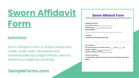 Affidavits Sworn Sample Free Printable Documents
