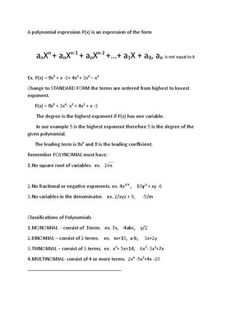 Polynomial Expression Pdf