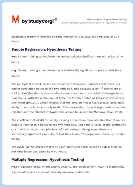 Data Analysis In Hypothesis Testing Free Essay Example
