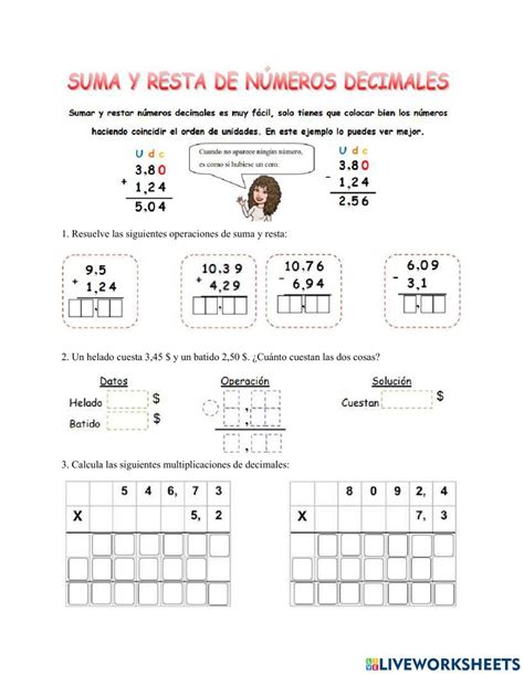 Sumas Restas … Free Interactive Worksheets 3442176