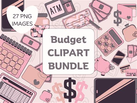 Pink Budget Clipart Bundle Cute Money Png Money Icon Svg Finance