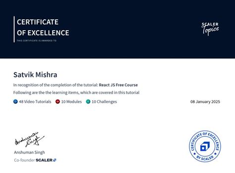 Reactjs Certification Webdevelopment Continuouslearning Opentowork Satvik Mishra