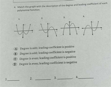 match the graph with the description of the degree and leading