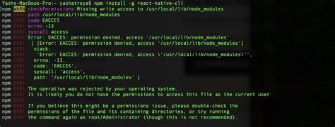 Macos Unable To Install React Native Cli On Mac Using Npm Stack