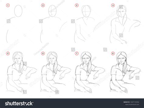 How Draw Stepwise Imaginary Portrait Beautiful Stock Vector Royalty Free Shutterstock