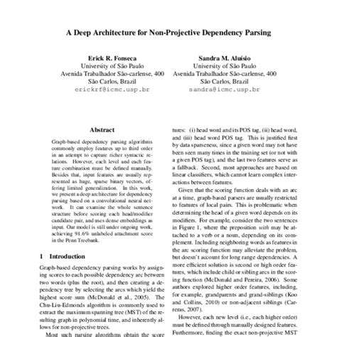 A Deep Architecture For Non Projective Dependency Parsing Acl Anthology