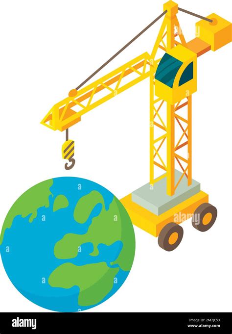 Environmental Construction Icon Isometric Vector Building Crane