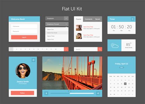Dribbble Flat Ui Kit By Meg Taylor