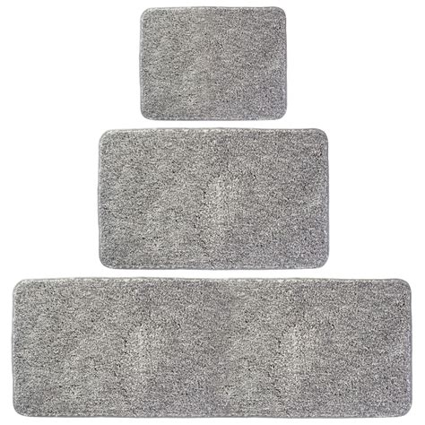 Mdesign Non Slip Microfiber Polyester Heathered Spa Matrugs Set Of 3 Gray