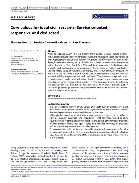 Pdf Core Values For Ideal Civil Servants Service‐oriented