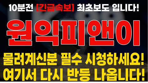 원익피앤이 주식 초전도체 아직 안 끝났다 물려계신분들 필수 시청하세요 여기서 다시 반등 나옵니다 탈출 구간 모두 알려주는 이로운 전문가 Youtube