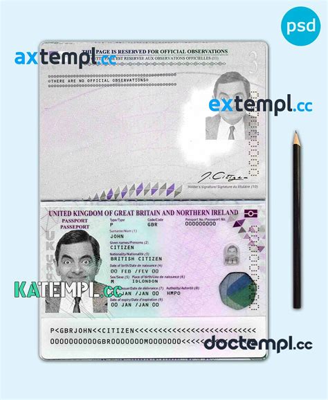 Sample United Kingdom Passport Template In Psd Format 2020 — Present Download By Atempl