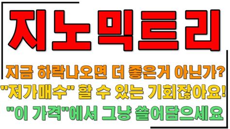 지노믹트리 주가전망 지금 하락나오면 더 좋은거 아닌가 저가매수 할 수 있는 기회잖아요 이 가격에서 그냥 쓸어