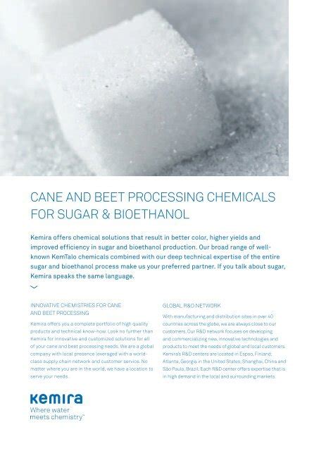 Cane And Beet Processing Chemicals For Sugar And Bioethanol Kemira