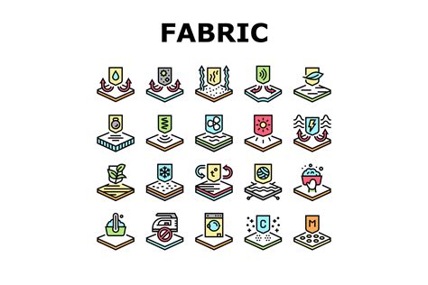 Fabrics Properties Collection Icons Set Vector By Vectorwin Thehungryjpeg