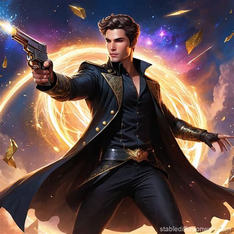 Hero Fighting Gossip With Glittering Gun Stable Diffusion Online