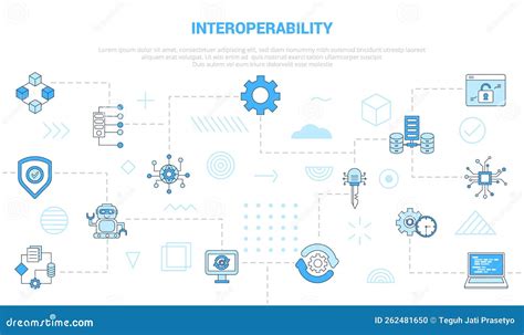 Interoperability Concept With Icon Set Template Banner With Modern Blue Color Style Stock