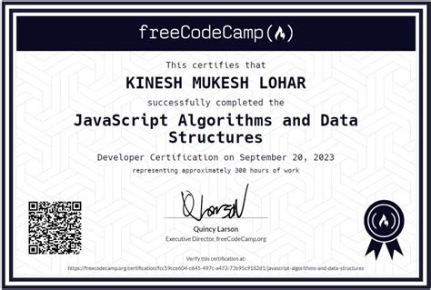 Kinesh Lohar On Linkedin Javascript Algorithms Datastructures Freecodecamp Certification…