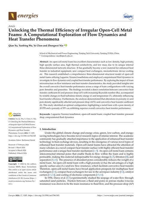 Pdf Unlocking The Thermal Efficiency Of Irregular Open Cell Metal Foams A Computational
