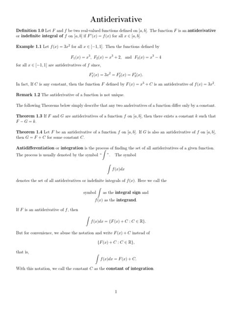 Integration Formulas Pdf Integral Mathematical Concepts