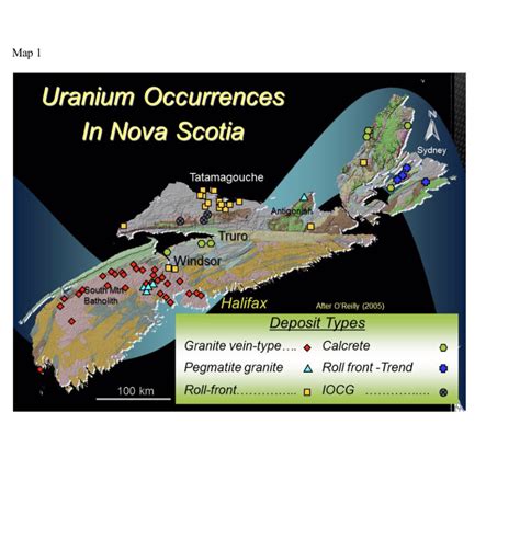 Solved Map 1 Uranium Occurrences In Nova Scotia In A Sydney