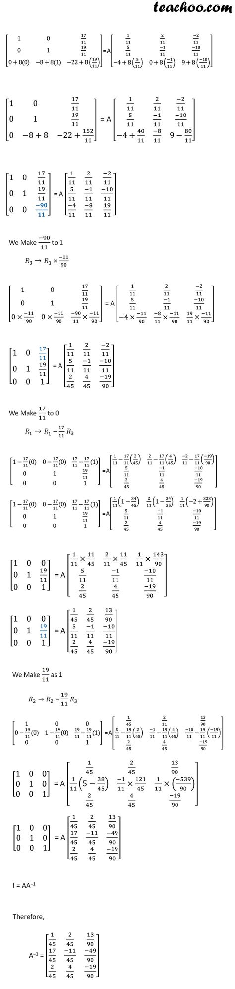 Finding Inverse Of A Matrix Using Elementary Operations Teachoo