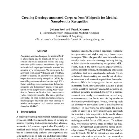Creating Ontology Annotated Corpora From Wikipedia For Medical Named
