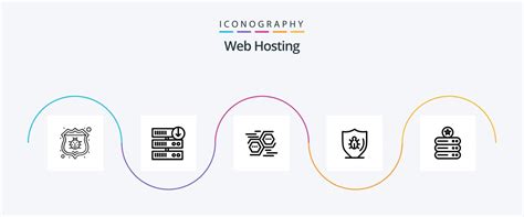 Web Hosting Line 5 Icon Pack Including Programing Server Download Digital Data 19237298