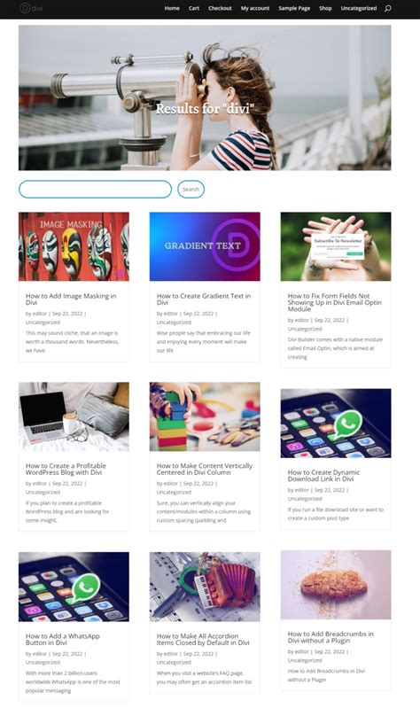 how to create custom search results page in wordpress with divi