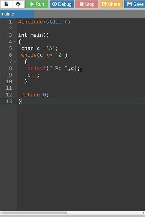 C Program To Print All Uppercase Alphabets Using While Loop Shorts Youtube