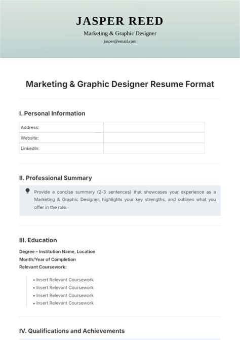 Free Graphic Designer Fresher Resume Template To Edit Online