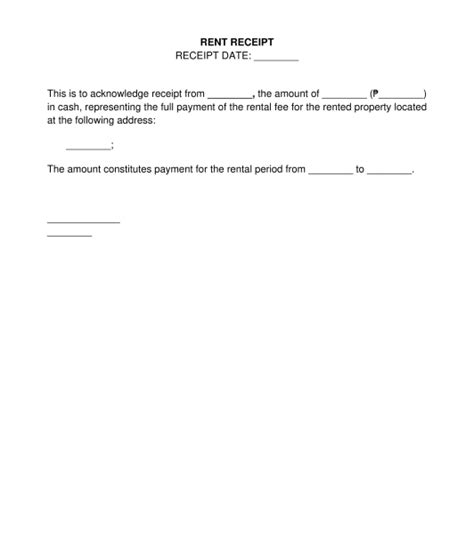 Rent Receipt Sample Template To Fill Out Word And Pdf
