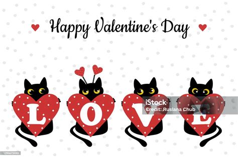 검은 고양이와 흰색 배경에 물방울 무늬가있는 붉은 마음 발렌타인 데이겨울 휴가 카드 컵 직물 의류 글라이더에 일러스트 프린트