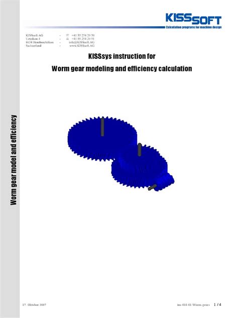 Kisssys Instruction For Worm Gear Modeling And Efficiency Calculation Pdf Gear Computer