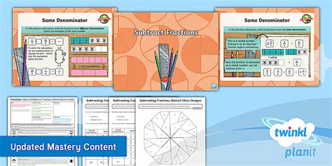 Y5 Fractions Subtract Fractions Planit Maths Lesson 6