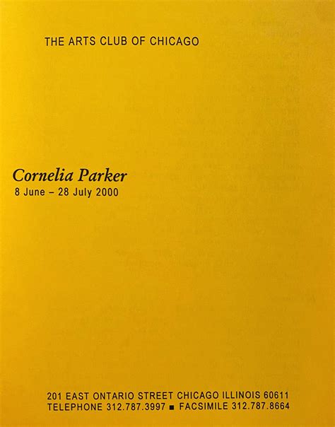Cornelia Parker The Arts Club Of Chicago