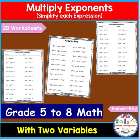 Multiply Or Multiplication Of Exponents With Two Variable Worksheet Math Problems Made By Teachers