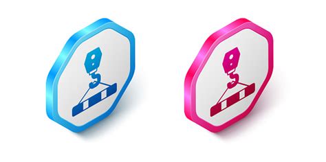 아이소메트릭 크레인 후크 아이콘은 흰색 배경에 분리되어 있습니다 산업용 후크 아이콘입니다 육각형 버튼 벡터 3차원 형태에 대한 스톡 벡터 아트 및 기타 이미지 Istock