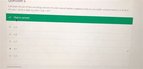 solved question 5 calculate the ph of the resulting solution