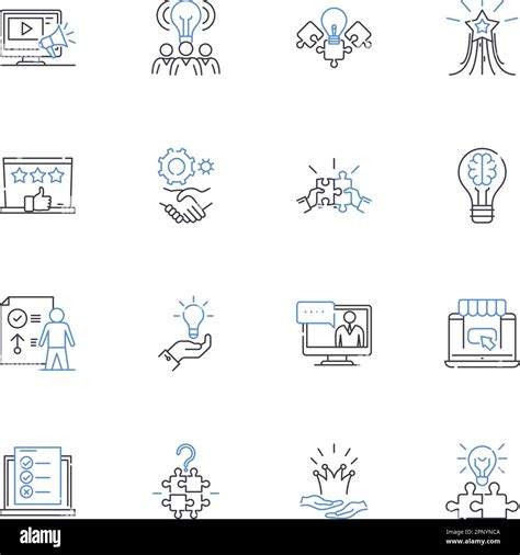 Seo Optimization Line Icons Collection Ranking Traffic Keywords