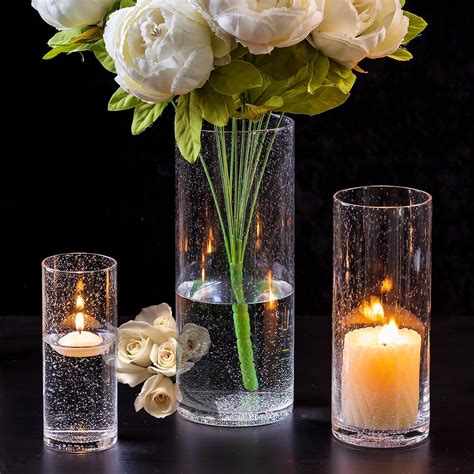 Nuptio Hurricane Glass Candle Holders 3 Pcs Clear Cylinder