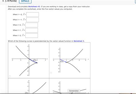 Solved Math Worksheet Vector Fcns I For The Vector Chegg