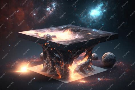 Premium Ai Image A Cube With A Tree Inside And A Nebula In The Background