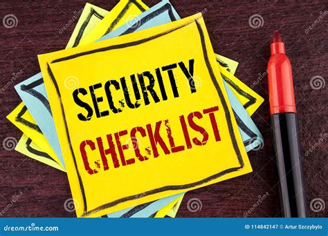 Handwriting Text Security Checklist Concept Meaning List With Authorized Names To Enter