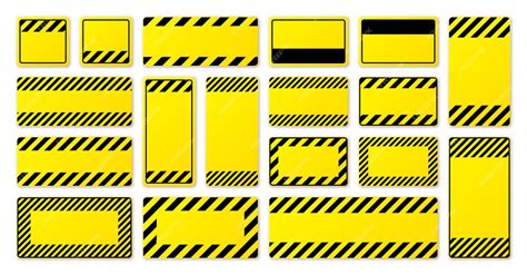 Premium Vector Various Blank Yellow Warning Signs With Diagonal Lines