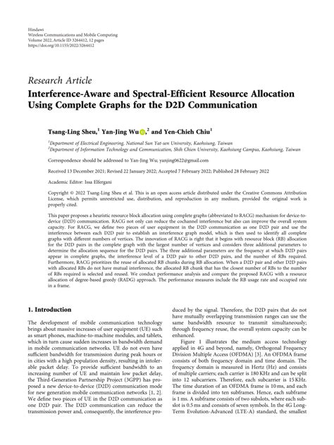 pdf interference aware and spectral efficient resource allocation