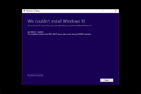 Installation Failed In The FIRST BOOT Phase With An Error