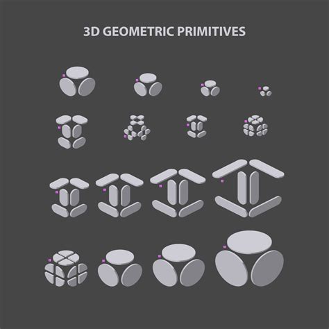 Set Of 3d Geometric Primitive Shapes For Combination In Construction Vector Illustration